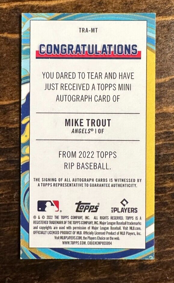 2022 Topps Rip Baseball Mike Trout Autograph auto Mini Red parallel #ed ...