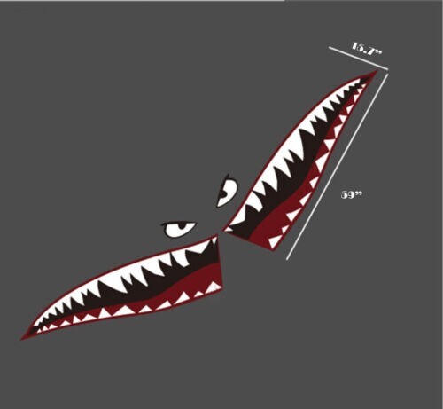 2pc Set Shark Mouth Tooth Stickers Vinyl Exterior Decal For Car Side ...