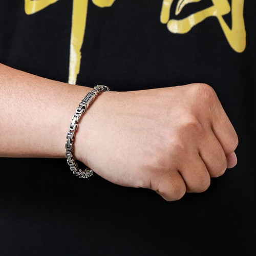Pure S925 Sterling Silver Chain Men Women Dragon Byzantine Link Bracelet | eBay