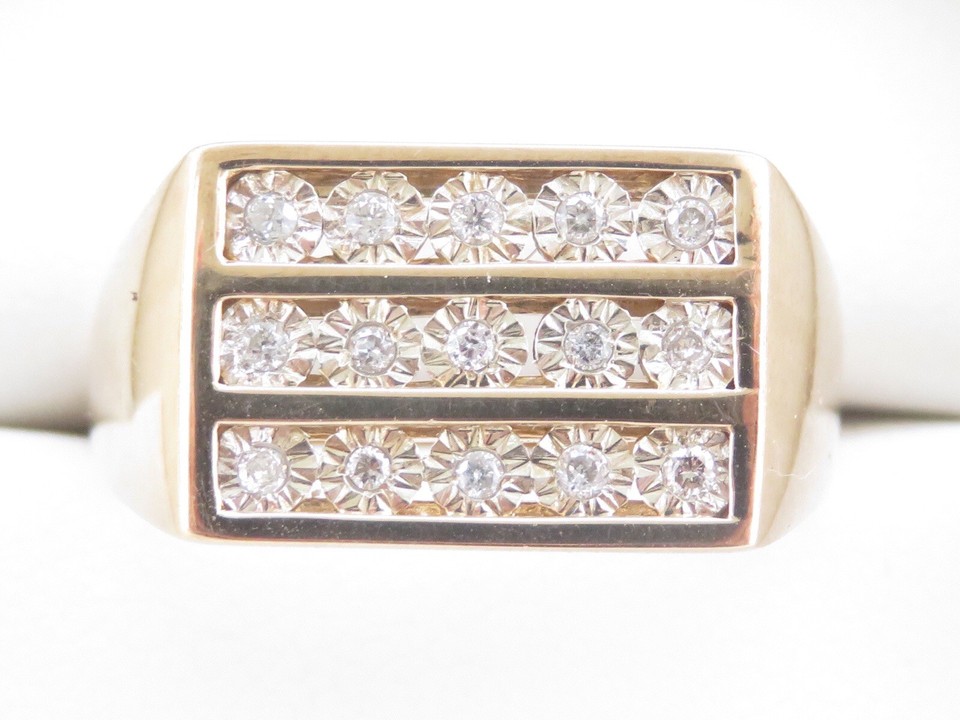 Genuine Diamond Men’s Ring In 9K Yellow Gold | eBay Australia