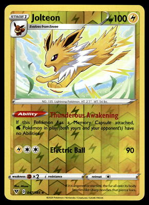Jolteon Reverse Holo 047/185 SWSH04: Vivid Voltage Pokemon | eBay