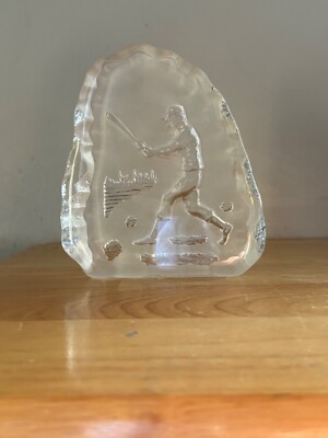 Czech Republic Bohemian Glass Baseball Player Paperweight Desk Ornament ...