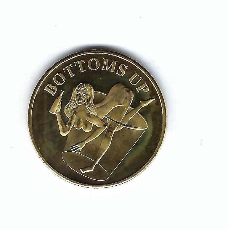 NUDE BUSTY WOMAN WOMEN LADY HEADS TAILS GOLD PLATE GOOD LUCK COIN MEDAL ...