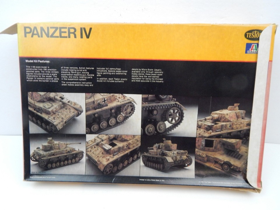 Testors Italeri 1/35 German WWII Panzer IV Plastic Model Kit Complete ...