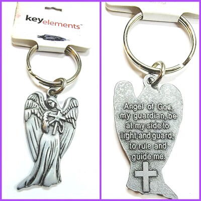 Guardian Angel Keychain Christian Angelic Holy Spirit Relic Keyring New ...