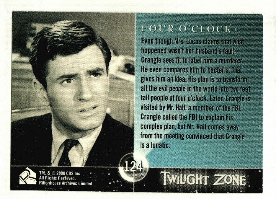 TWILIGHT ZONE #124 FOUR O'CLOCK - 1999 RITTENHOUSE ARCHIVES | eBay