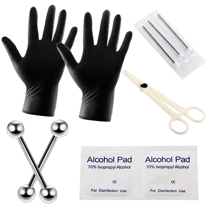 10 20pcs Set Body Piercing Kit Tools Needle Belly Tongue Eyebrow Nose