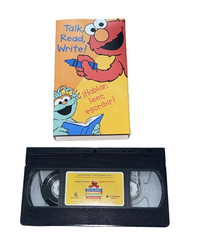 Sesame Street Spanish & English Read Talk Write VHS Poster Book Parent ...