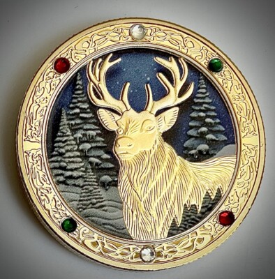 Christmas Deer-Reighndeer-Challenge Coin-Gold Color-Santa Claus- New | eBay