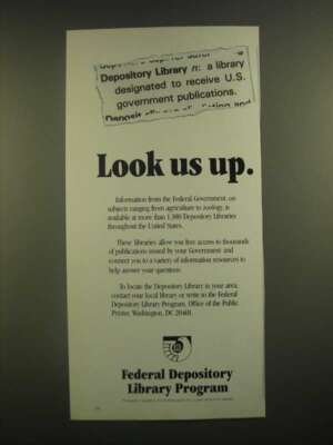 1988 Federal Depository Library Program Ad - Look Us Up | eBay