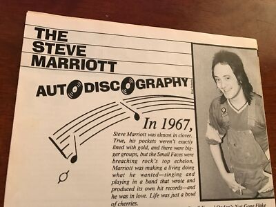 1981 VINTAGE 4PG PRINT ARTICLE ON THE STEVE MARRIOTT AUTODISCOGRAPHY ...