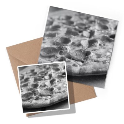 1 x Greeting Card & Sticker Set - BW - Yummy Takeaway Pizza Cheese ...