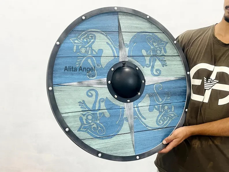 Four Dragon Medieval Shield Handmade Wooden Warrior Shield Cosplay ...