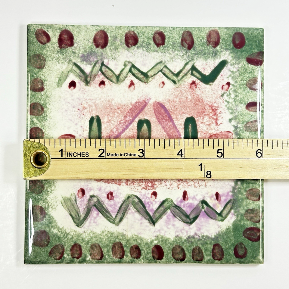Southwest Style Decorative Accent Ceramic Tile Clay Art Trivet 6" x 6 ...