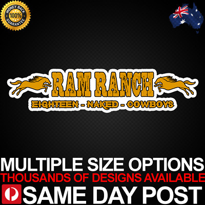 RAM RANCH Vinyl Car Sticker Decal Cheap Funny Meme Outback Aussie Bogan ...
