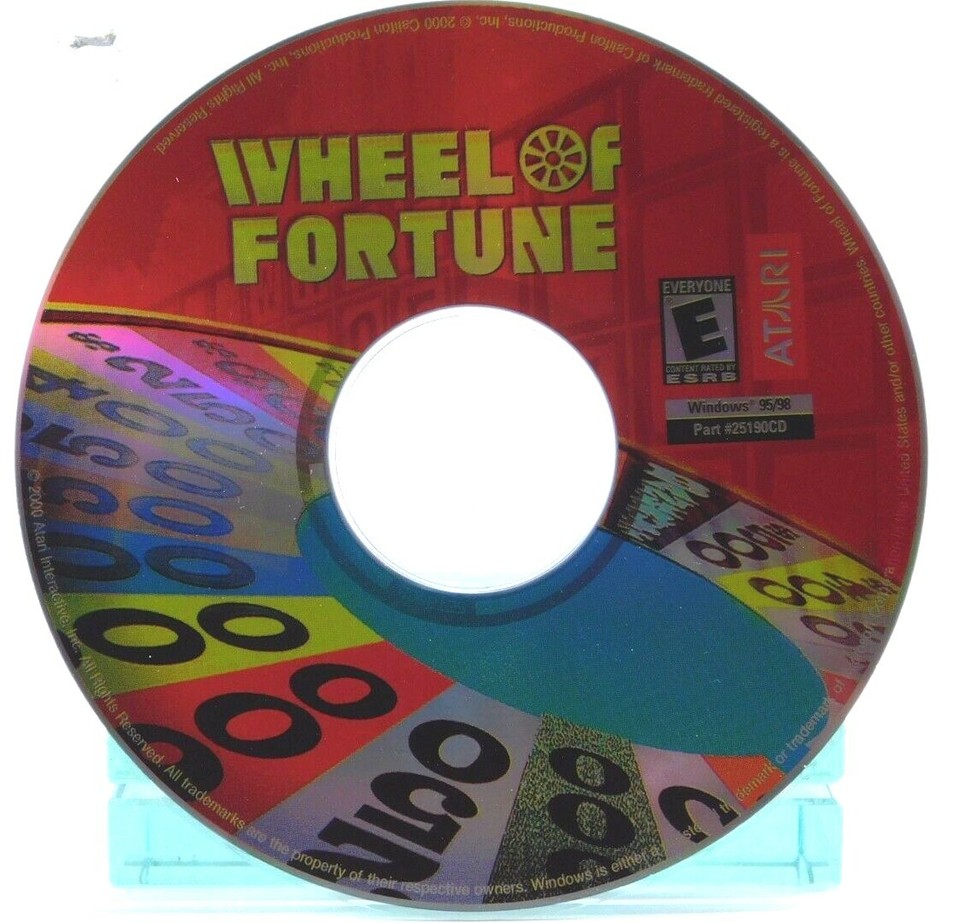 CD Rom Wheel Of Fortune 2500 Puzzles Atari Rated Everyone Vanna White ...