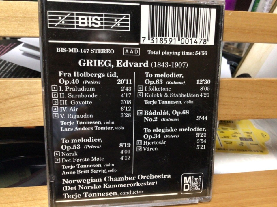 Minidisc, Pre Recorded Minidsics,Edvard Grieg/The Complete Music for ...