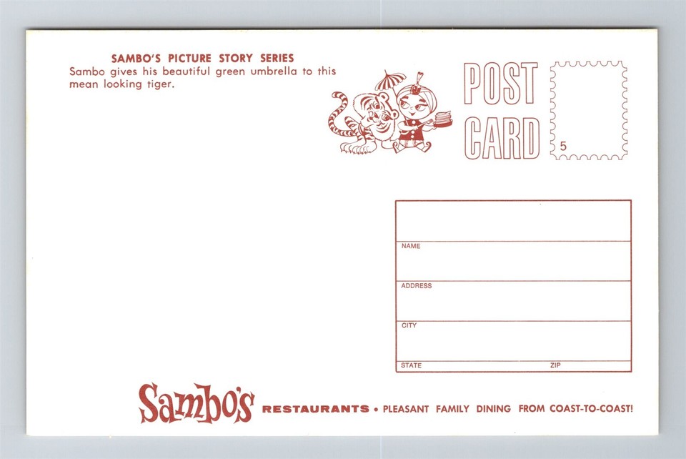 Sambo's Restaurant - Sambo Gives His Beautiful Green Umbrella to Tiger ...