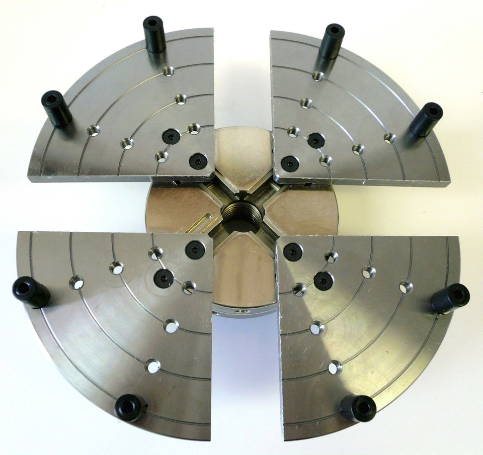 Wood Lathe Bowl Chuck with 8" Jumbo Jaws + 2 Jaw Sets Fits Shopsmith 5/ ...