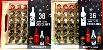 2 Packs VSC Liquor Filled Chocolates Gift Wooden Box 36ct 14oz Each ...