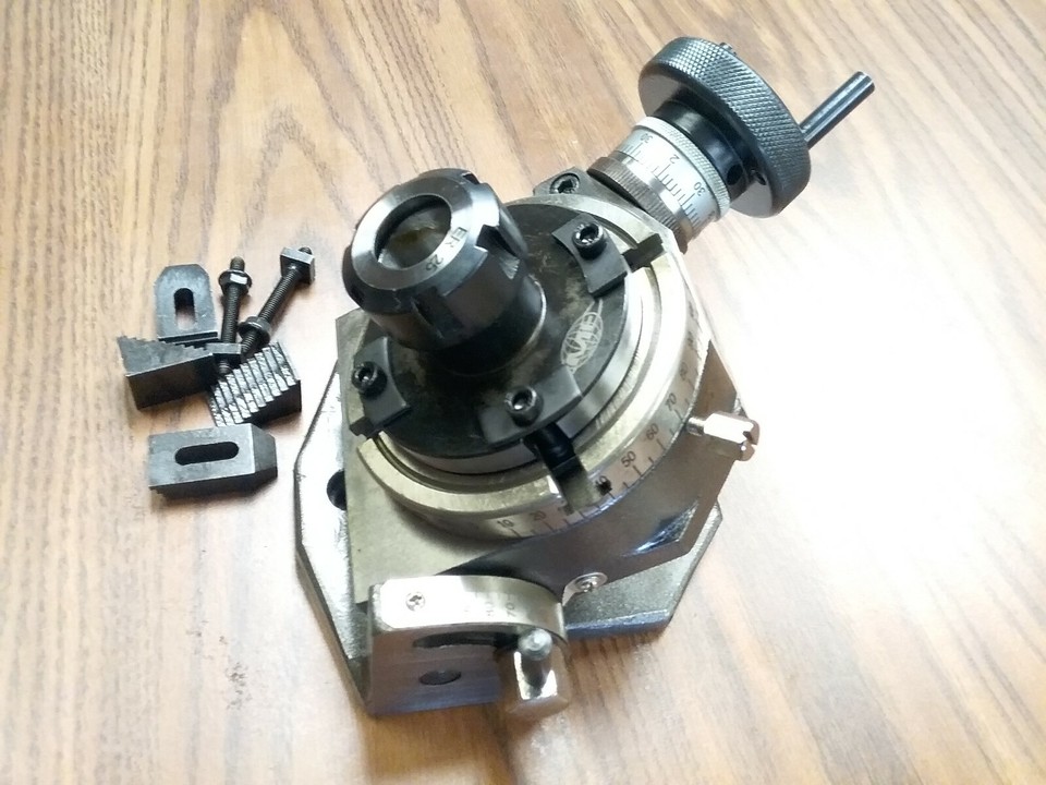 4" PRECISION TILTING ROTARY TABLE w. ER25 collet chuck adapter #TTSK ...