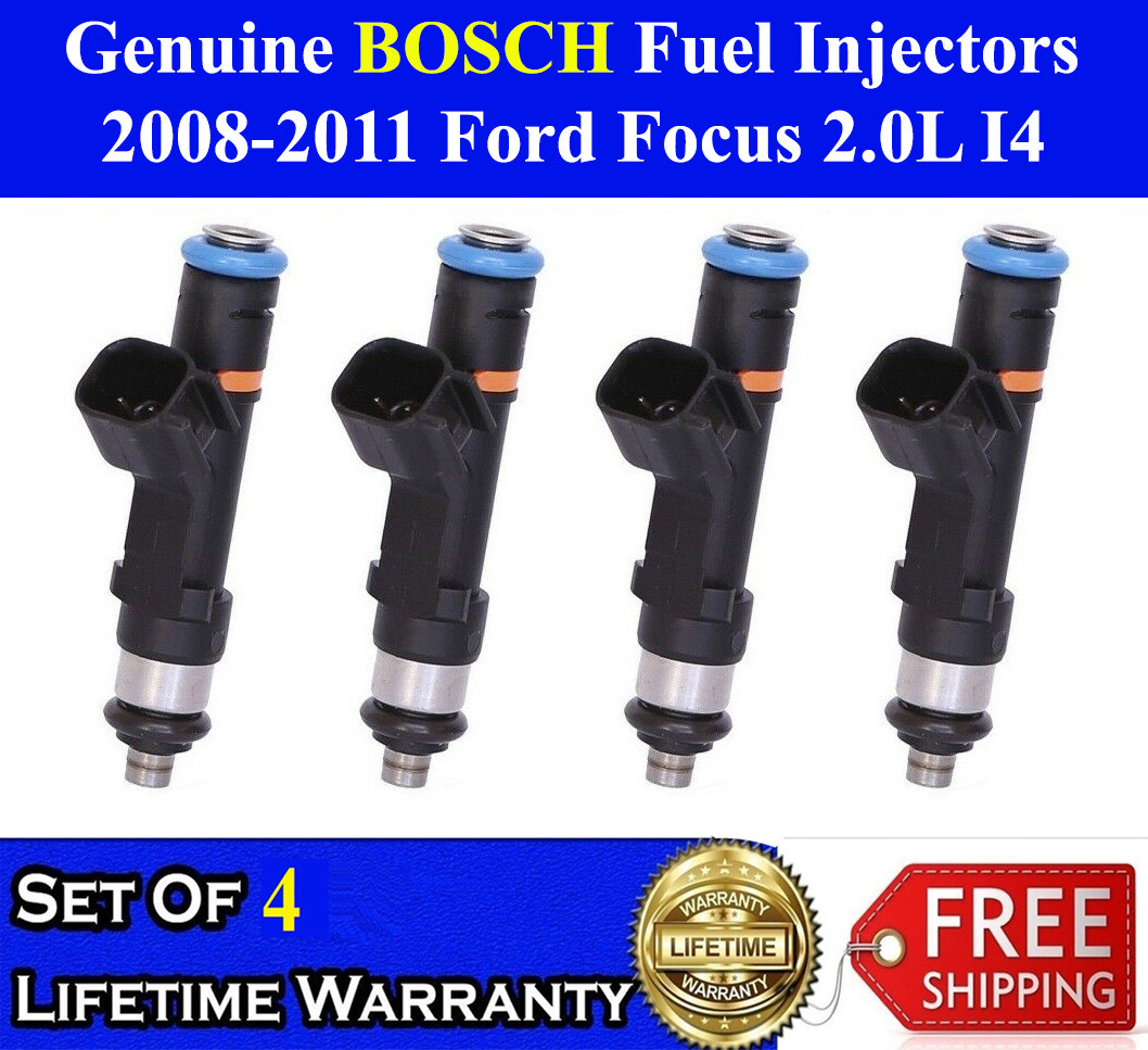 Genuine Bosch Set Of 4 Fuel Injectors For 08-11 Ford Focus Transit ...