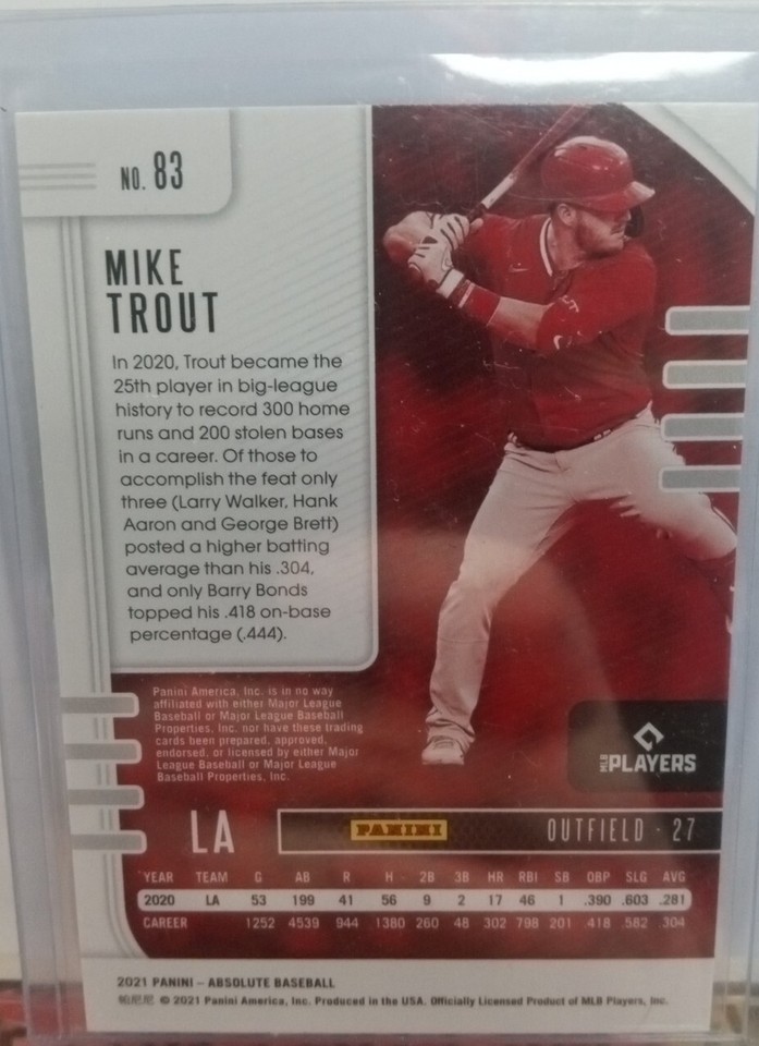 2021 Absolute Mike Trout GREEN Parallel Card Angels #83 | eBay