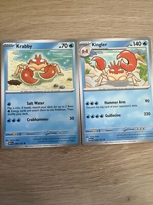 Kingler 099/165 Pokemon 151 Card Krabby 098/165 Evolution Line Combo ...