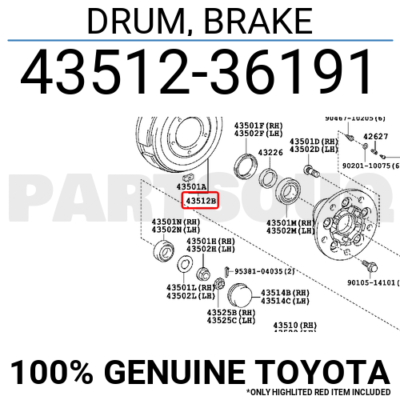4351236191 Genuine Toyota DRUM, BRAKE 43512-36191 | eBay