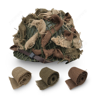 WW2 US Military M1 Helmet Net Mesh Cover & Camouflage Linen Tape Strips ...