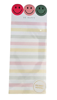 Eccolo 2024 Magnetic 10"x4" Notepad "Be Happy" 100 Sheets Red Pink Green Smilies | eBay