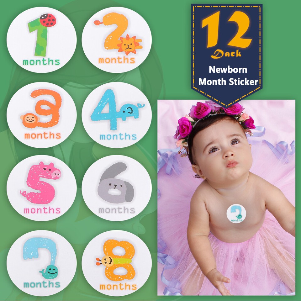 One Month Old Sticker Baby Stickers Monthly Animal Shape Newborn | eBay