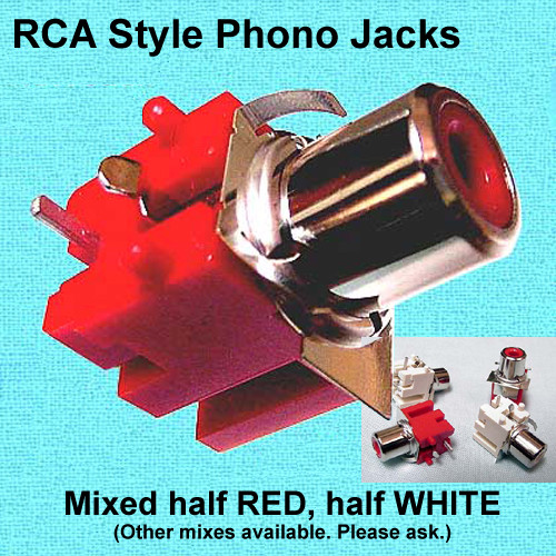 (24) RCA-Style Phono / Audio JACKS, PCB mount (12 red & 12 white, or ...