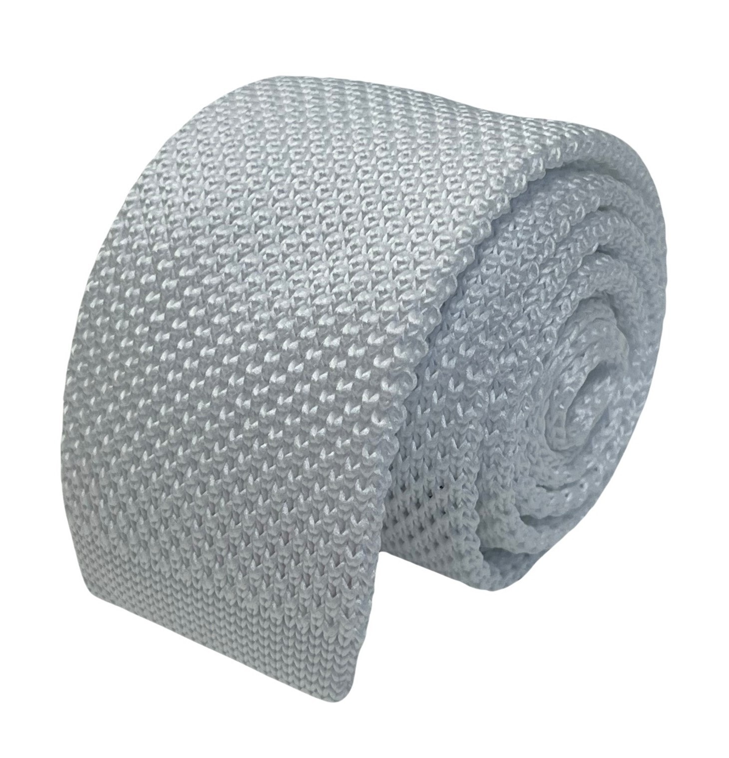Frederick Thomas plain white knitted skinny men-s tie - Gem