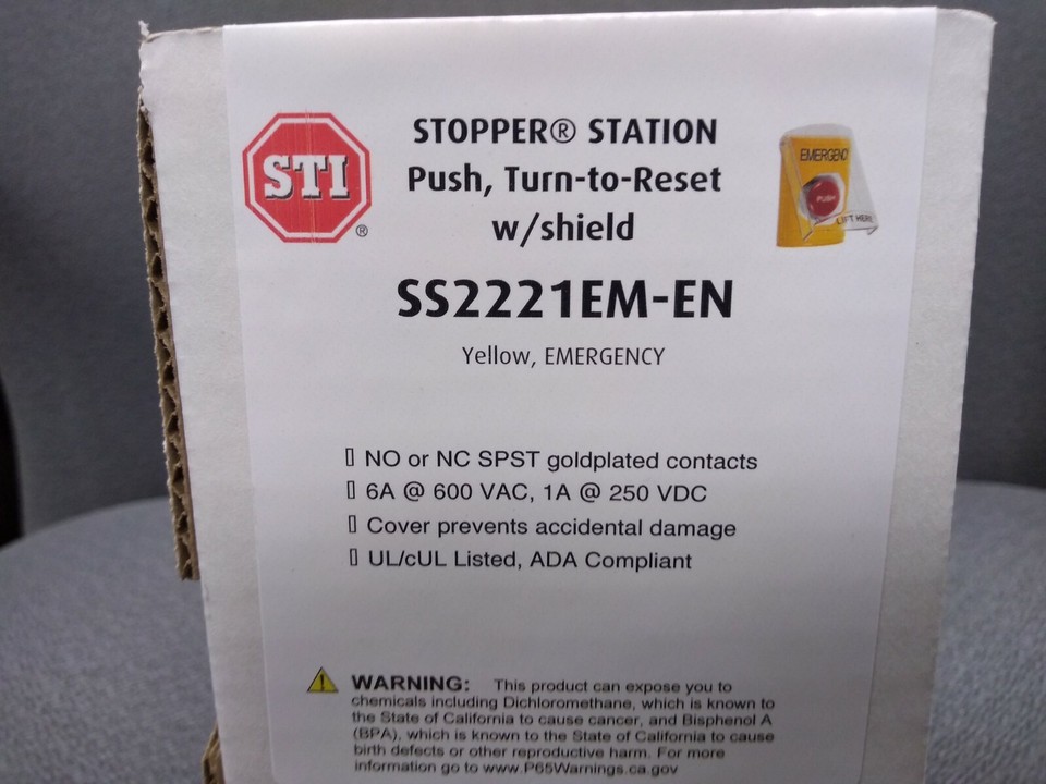 Stopper Station, Push Turn-to-Reset Button, Yellow, STI Model #SS2221EM ...