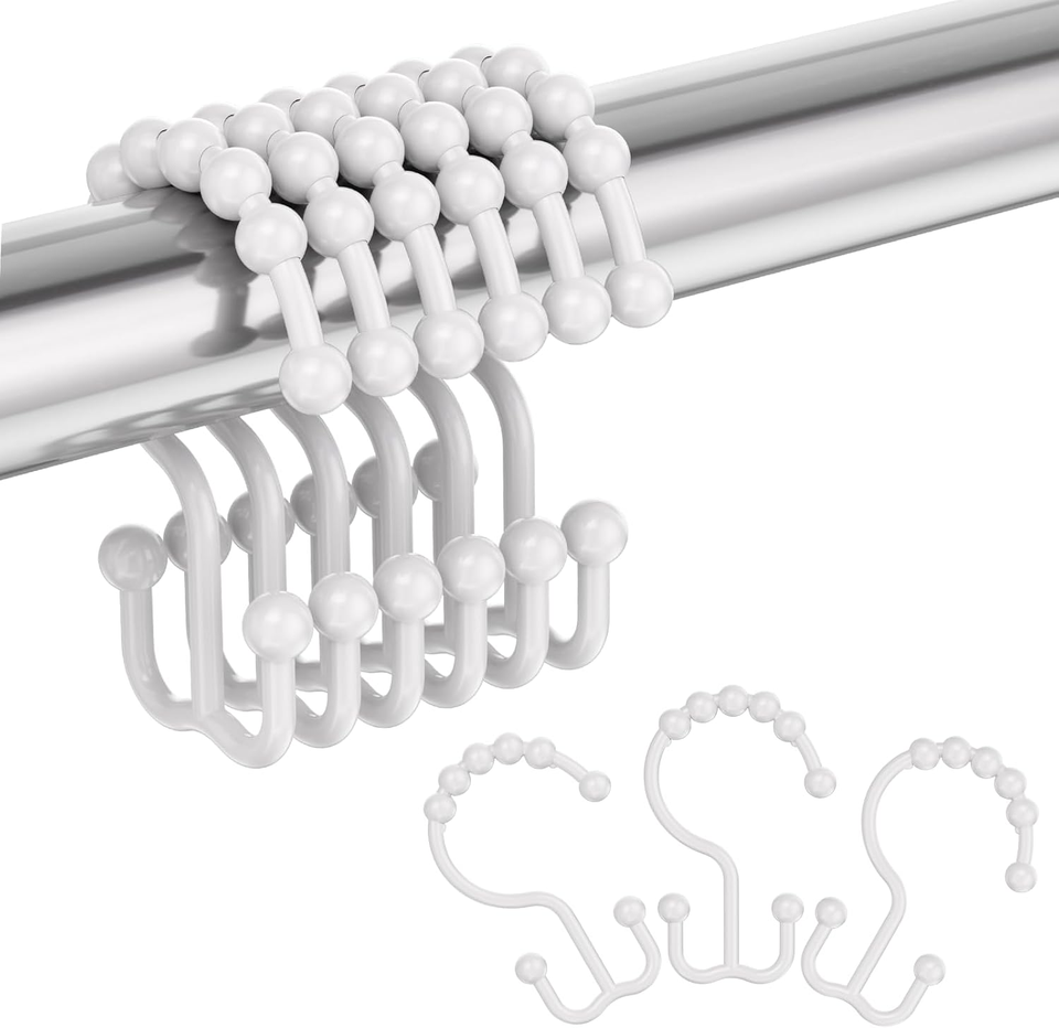 Plastic Shower Curtain Hooks, Shower Curtain Hooks Rings, Double Shower ...