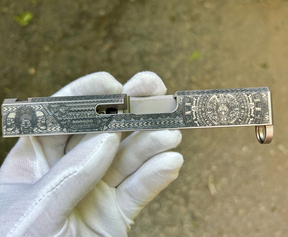 Glock 43 Custom Aztec Engraved NDZ Glock 43 & 43X 9mm Slide Uncut ...