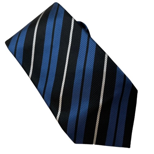 T.HARRIS LONDON MEN'S NECKTIE Blue/Black Striped 100% SILK EUC 58 ...
