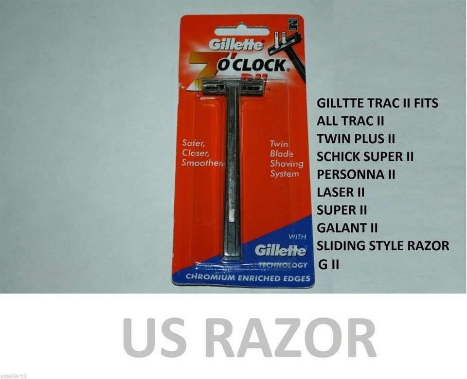 6 Gillette Trac II Metal Razor cartridge Handle fit Schick Super II ...