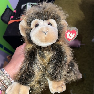 Vintage TY Cha Cha Monkey Chimp 10” Plush Stuffed Beanie Baby Buddy ...