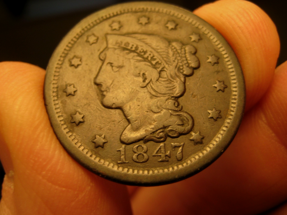Nice ~ Braided Hair ~ 1847 LARGE CENT ~ VF Very Fine | eBay
