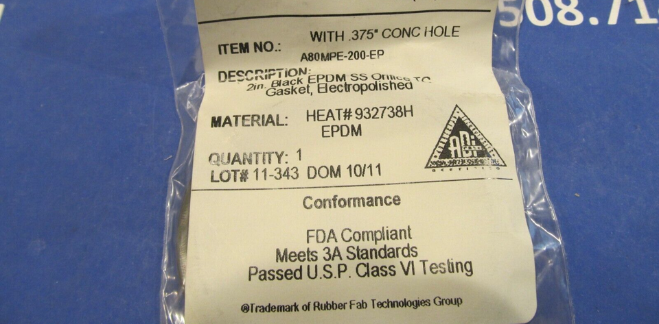 Sanitary Orifice Plate, 2"TC, .375" Concentric Hole, EPDM/SS, A80MPE ...