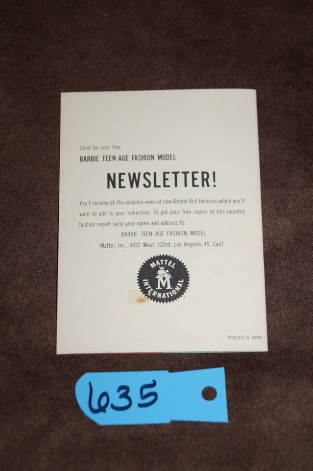 Vintage Barbie #1 TM Pink Ponytail Booklet Gay Parisienne Easter Parade ...