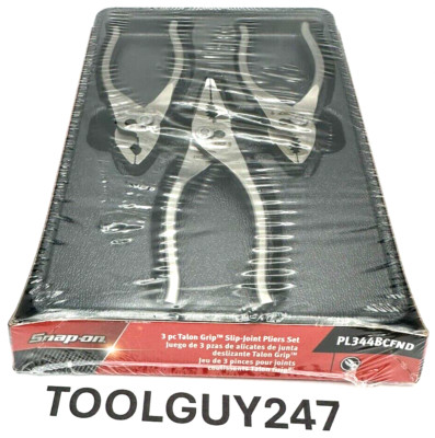 SNAP ON TOOLS USA PL344BCF ND No Dip 3 Piece Slip Joint Pliers Set ...