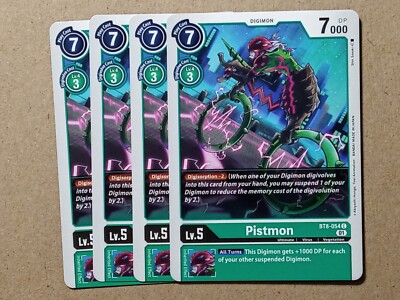 Digimon Card - 4 x Pistmon BT8-054 - Common - New Awakening - NM | eBay