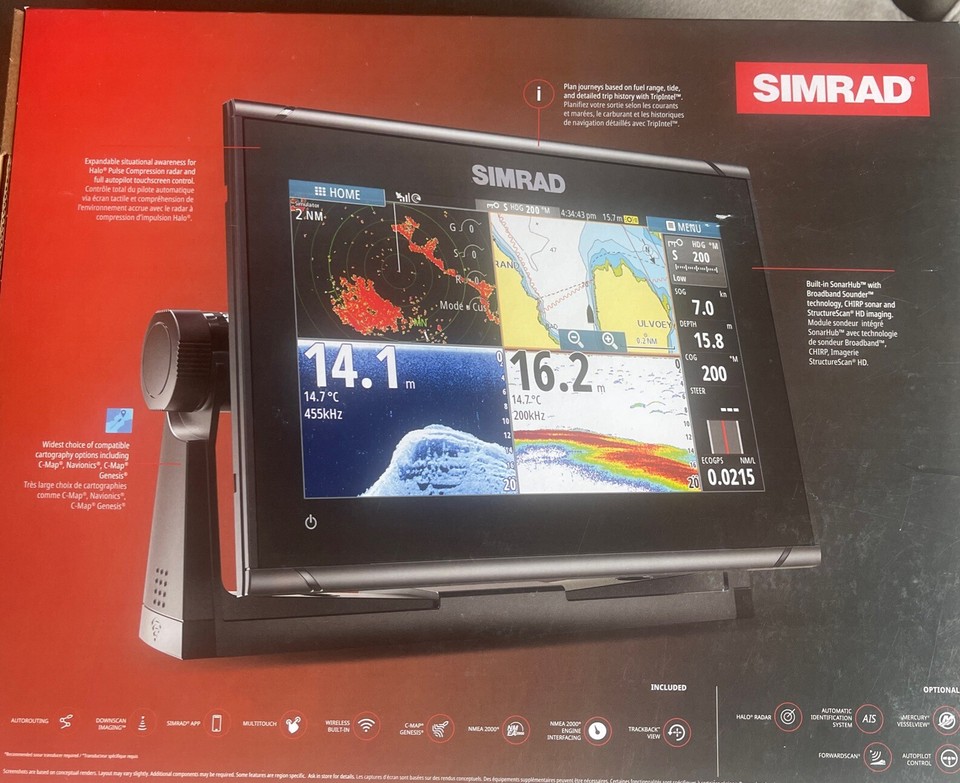 Simrad GO9 XSE Fishfinder Chartplotter CMAP Discover Maps No Transducer ...