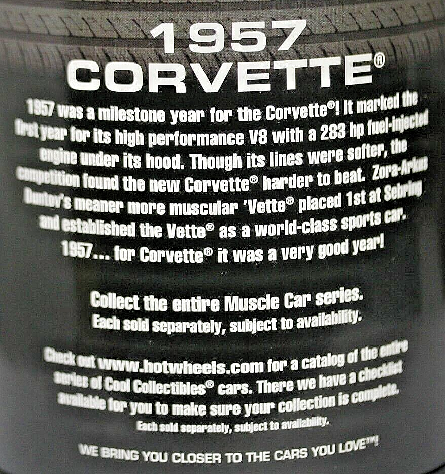Hot Wheels Muscle Car Series 1957 Corvette DieCast Silver New in Pkg ...