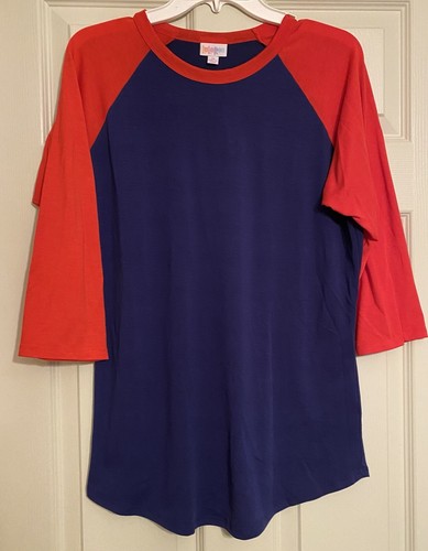 LulaRoe Randy Blue/Red 3/4 Sleeve Shirt - Medium | eBay