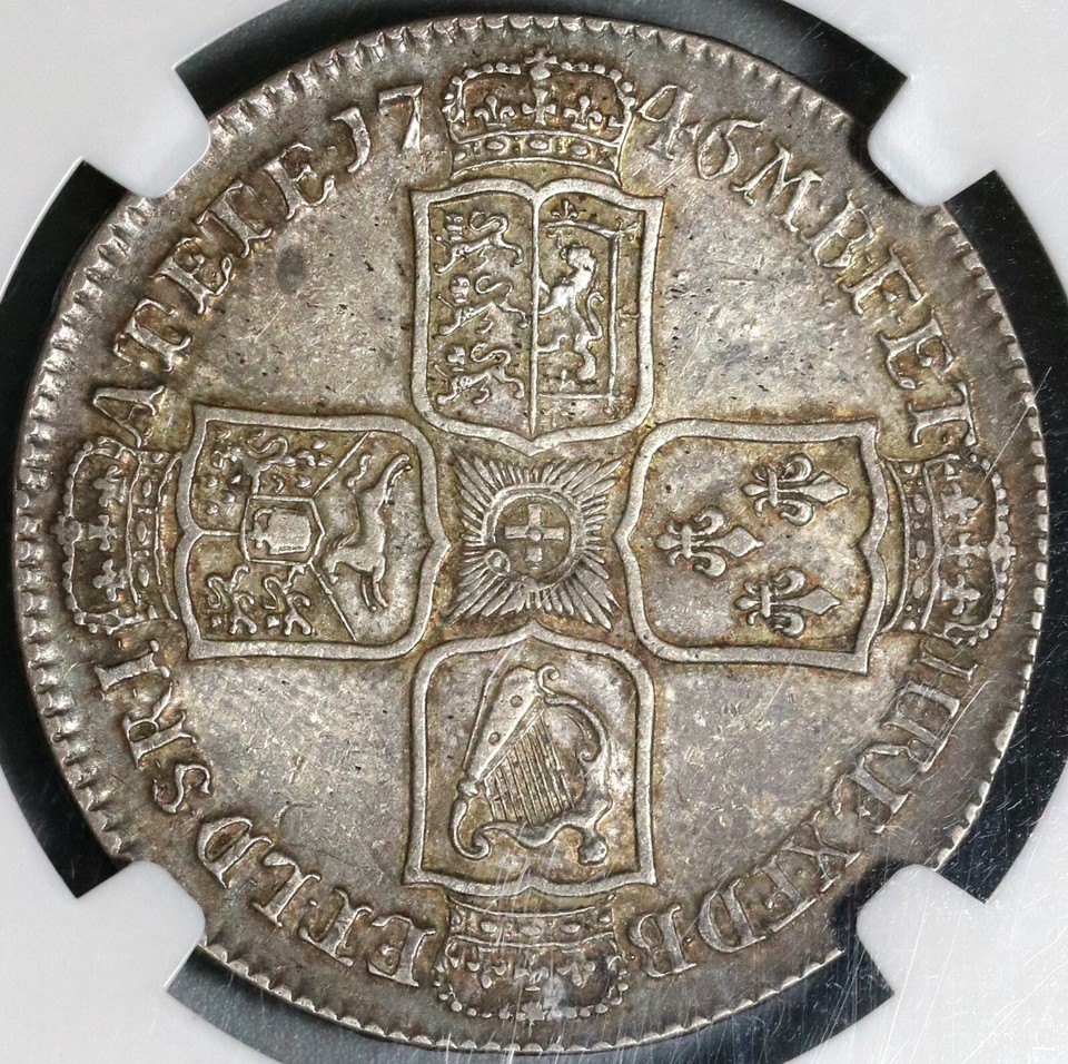 1746 NGC VF 35 George II 1/2 Crown Great Britain Spain Lima Coin ...