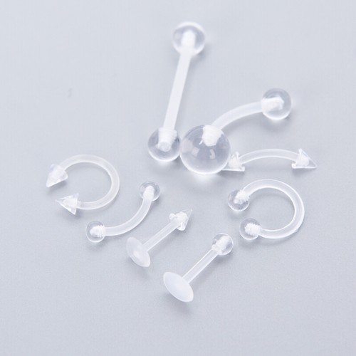8Pcs Transparent Clear Acrylic Nose Ear Lip Belly Flexible Body ...
